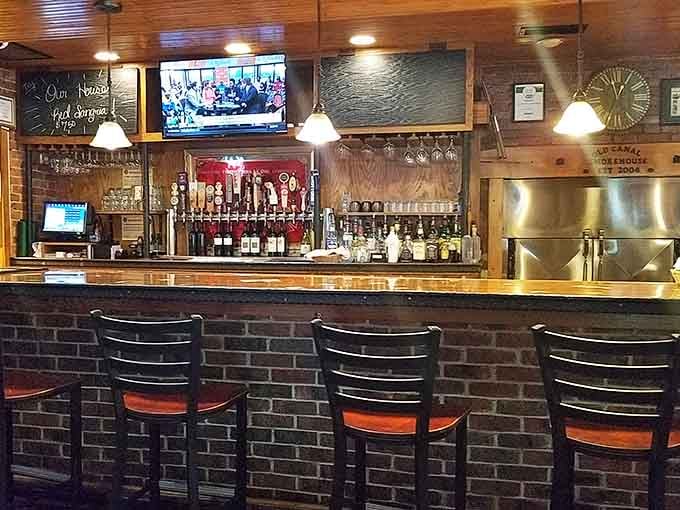 The bar area stocked and ready, because great barbecue pairs wonderfully with your beverage of choice, obviously.