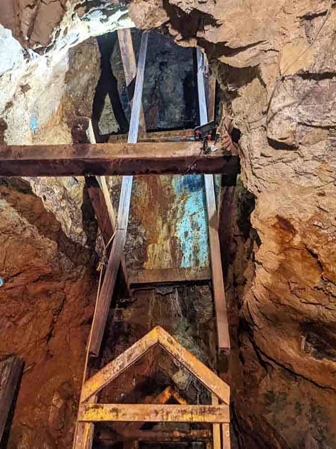 Timber supports and rusty rails create an atmosphere that's equal parts history lesson and adventure movie set.