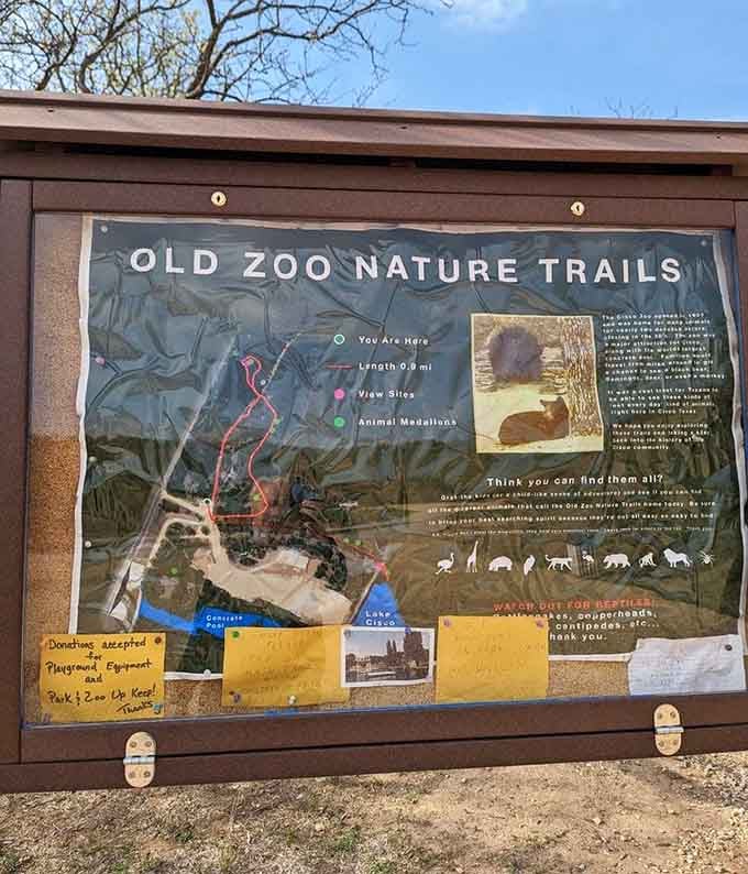 The trail map shows you're in for a 0.2-mile journey through time, complete with balancing rocks and memories.