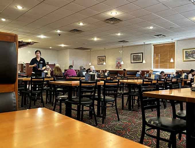 Comfortable seating and proper spacing mean you won't be bumping elbows with strangers during your feast.
