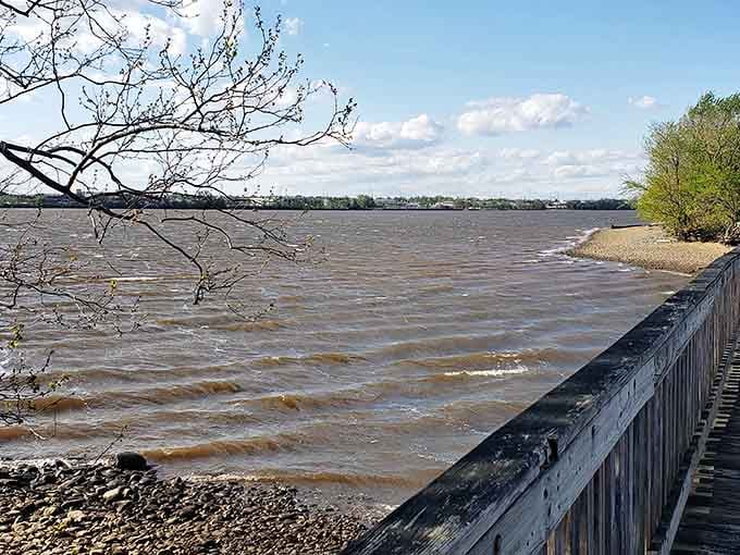 The boardwalk offers front-row seats to the river's daily show, and the ticket price is absolutely perfect: free.
