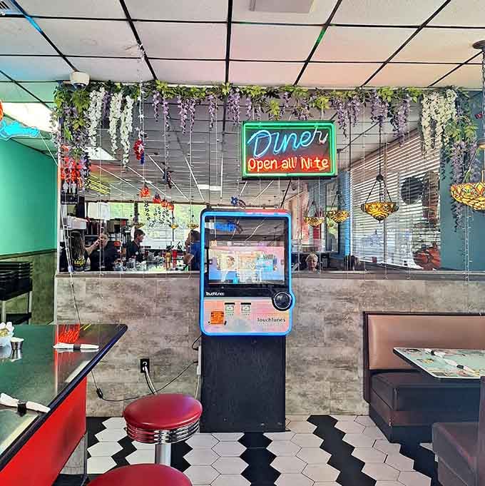 Even the jukebox adds to the nostalgic charm, completing the authentic diner experience you came here for.