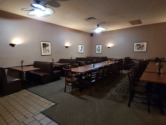Another angle of the dining room reveals even more space for families to gather and feast together happily.