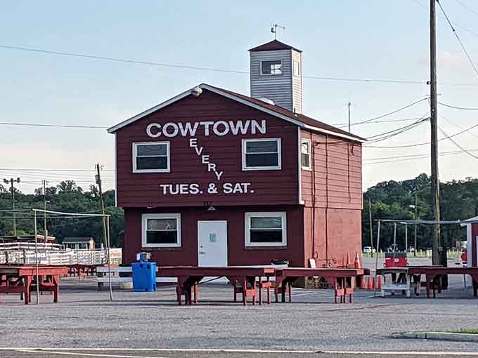 The iconic Cowtown building stands as a testament to when markets were actual gathering places, not just apps.