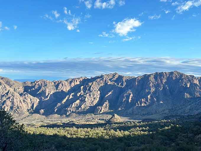 The Chisos Mountains spread across the horizon in dramatic fashion, showcasing geology that took millions of years to perfect.