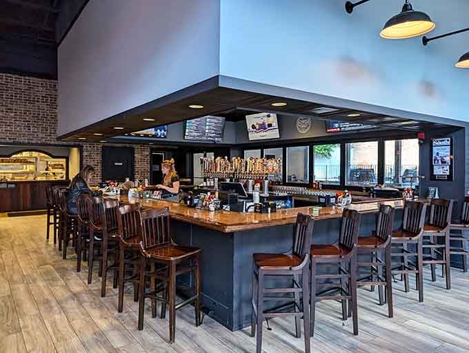 That impressive tap selection and polished bar setup invite you to settle in for more than just one drink.