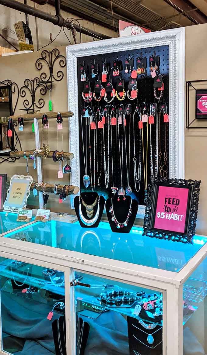 That jewelry display is basically a treasure chest that someone conveniently organized and priced for your shopping pleasure right now.