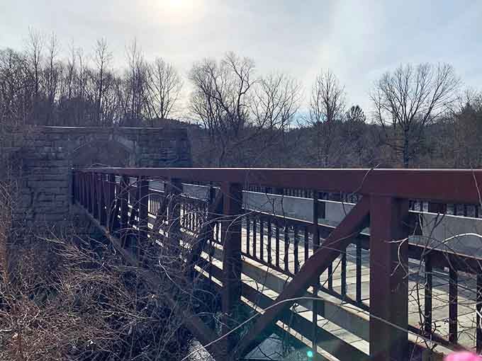 The bridge's industrial bones showing through makes you appreciate Connecticut's knack for preserving its working-class heritage beautifully.