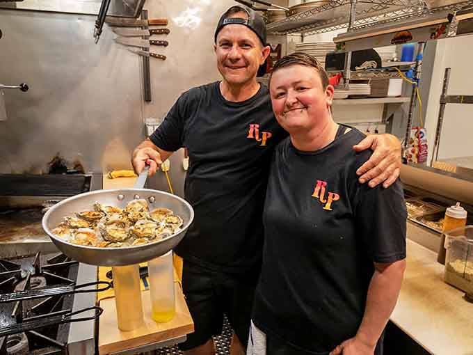 The smiling faces behind those perfectly saut&eacute;ed oysters, proving great food comes from people who genuinely love what they do.