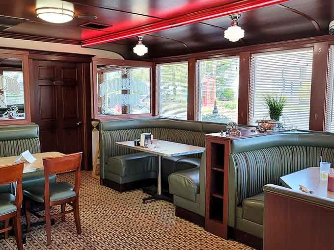 Cozy booths bathed in natural light create the perfect setting for lingering over coffee and good conversation endlessly.