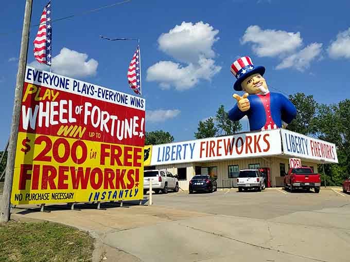 Uncle Sam himself beckons you to stock up on pyrotechnics&mdash;because freedom apparently includes spectacular explosions.