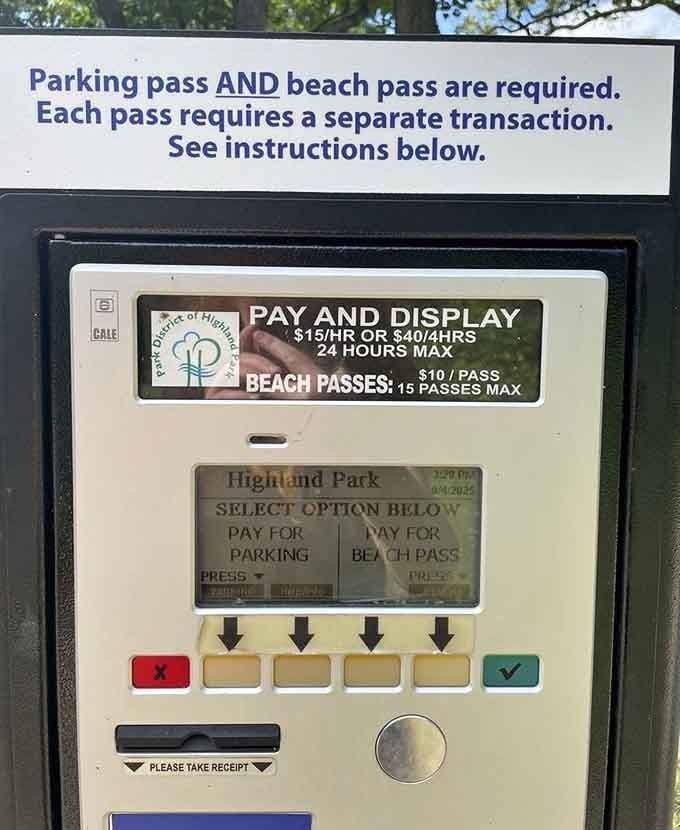 Payment station making beach access straightforward, no complicated systems or confusing instructions to decode before your swim.