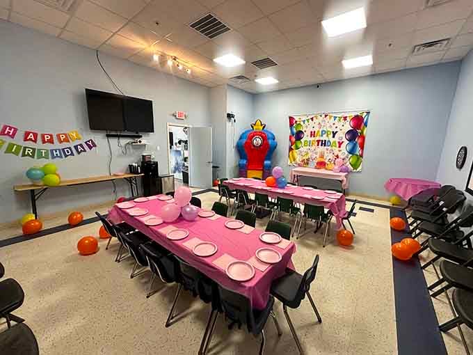 Birthday party rooms where "dress for the weather" becomes the most confusing instruction parents have ever given their kids.