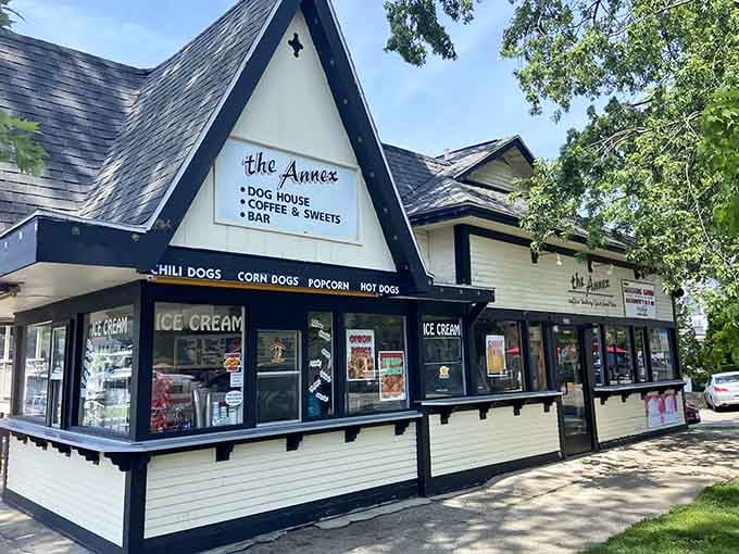 The Annex serves ice cream and hot dogs, covering both essential food groups for a perfect beach day.