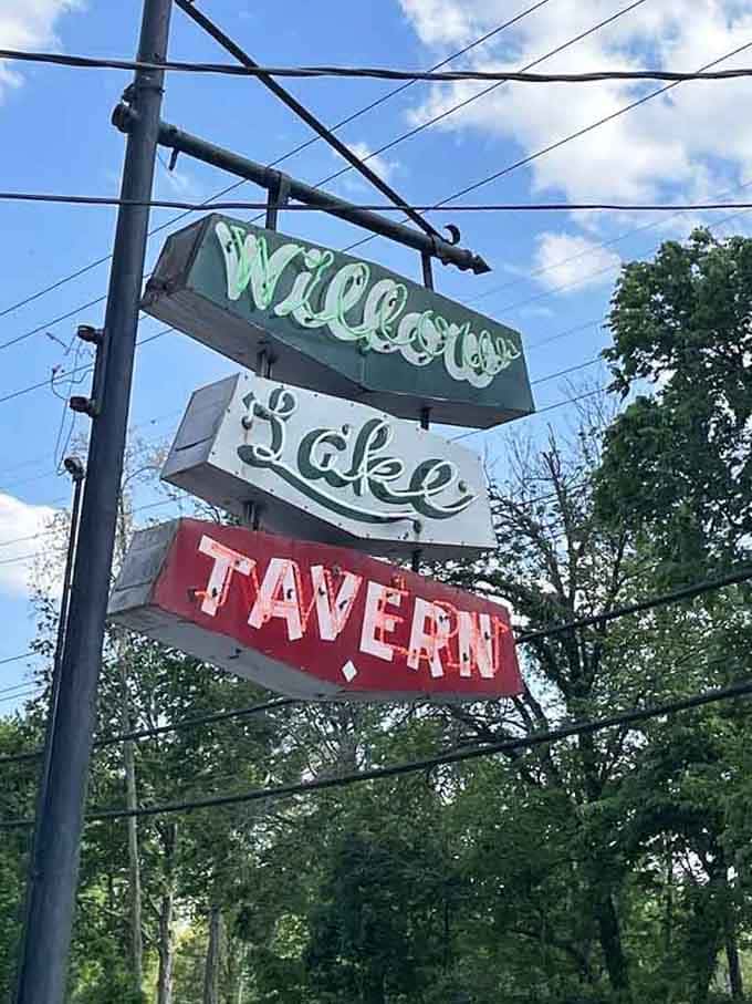 The vintage Willow Lake Tavern sign has been guiding hungry locals to exceptional food for longer than most remember.