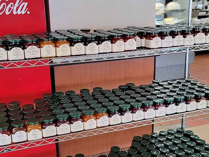 Rows of house-made jams and jellies, because apparently being amazing at sandwiches wasn't quite enough.