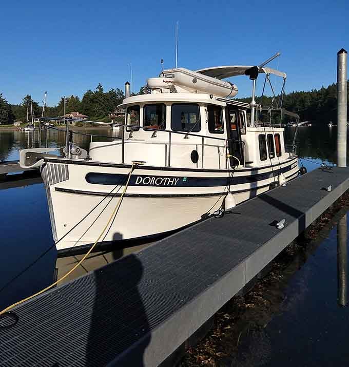 Classic boats docked and ready, because some people take "getting away from it all" very seriously.