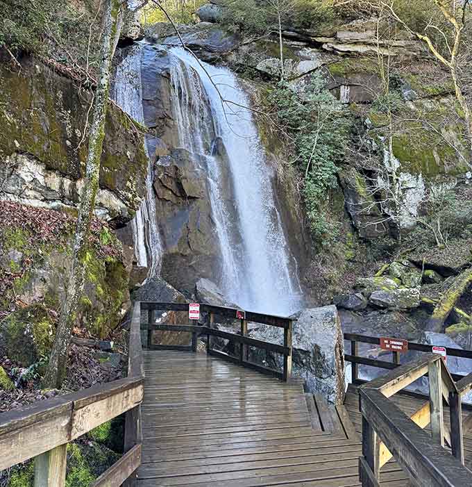 The viewing platform at High Shoals Falls puts you right where the action is, mist and all included.