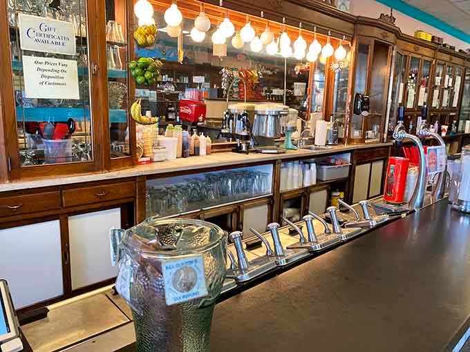 Behind this counter, soda jerks still know how to make a proper float the old-fashioned way.