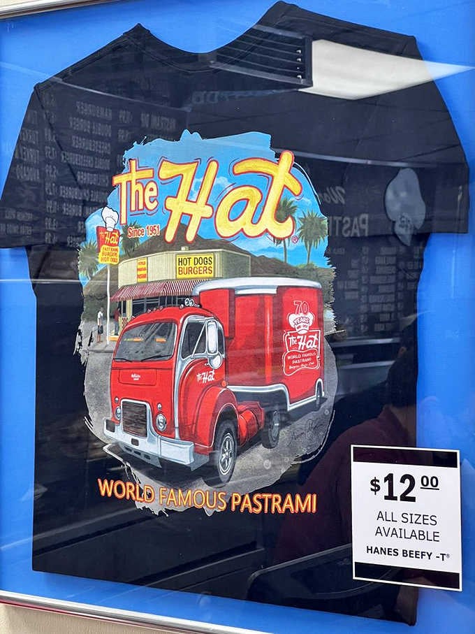 Even the merchandise celebrates that iconic vintage truck, because true fans want to wear their pastrami pride.
