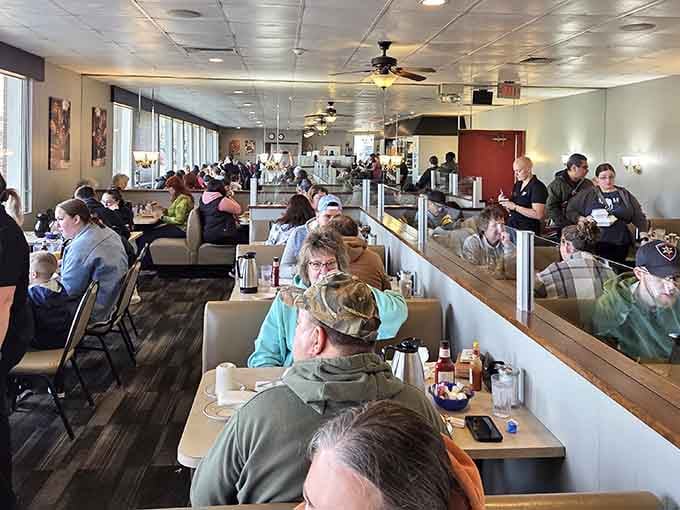 A packed dining room tells you everything you need to know about where locals choose their morning fuel.