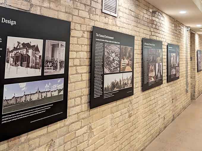 Historical exhibits line the corridors, reminding you this architectural gem earned its beauty through more than a century of stories.