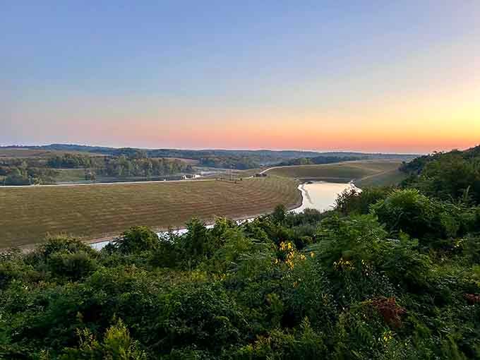 Sunset painting the sky in warm hues transforms the conservation center into something resembling an African postcard come alive.