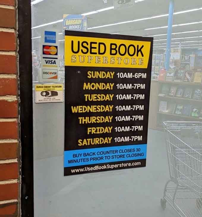 Open seven days a week with generous hours, because book emergencies don't follow a nine-to-five schedule.