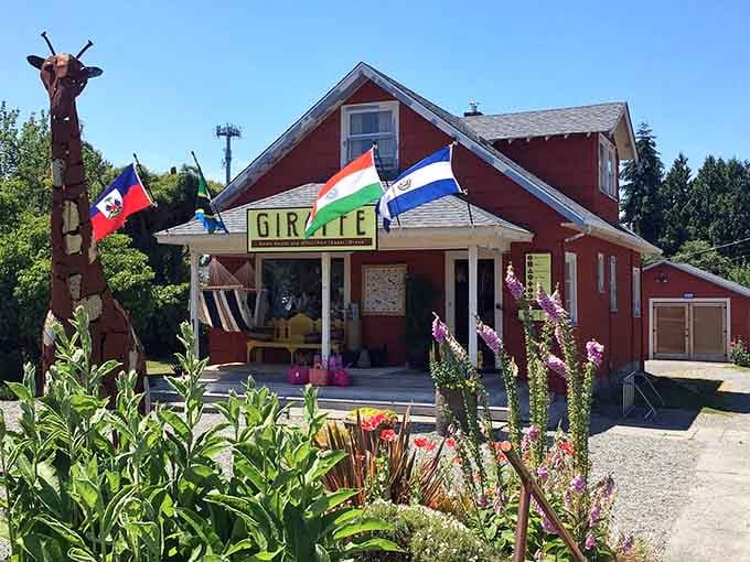 The Giraffe Store stands tall with quirky charm, because normal storefronts are apparently too mainstream for Vashon.
