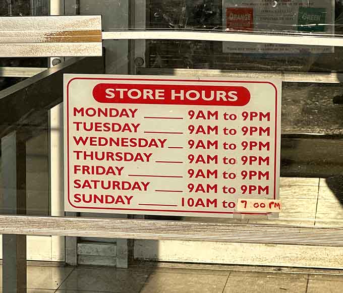 Generous hours mean you can shop almost any day, because bargains don't keep banker's hours.