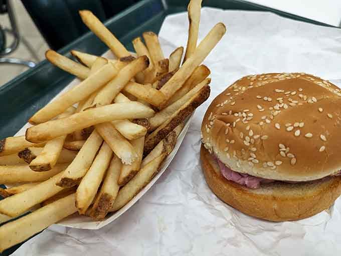 Classic roast beef sandwich with fries: the dynamic duo that's been solving hunger problems since forever.
