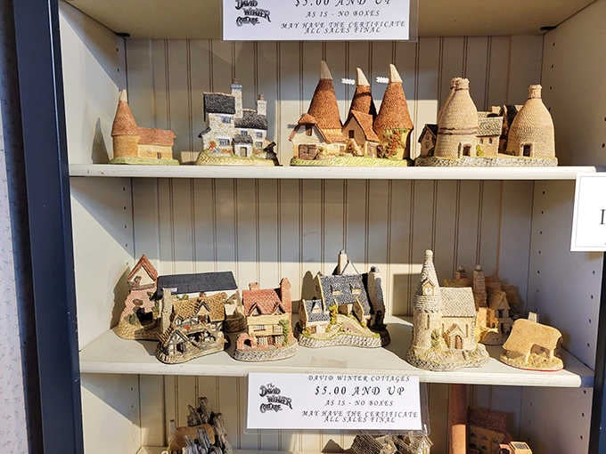 David Winter Cottages lined up like a miniature English village you can actually take home with you.