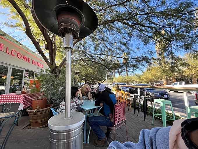 The outdoor patio with heat lamps means you can enjoy Phoenix dining year-round in total comfort.