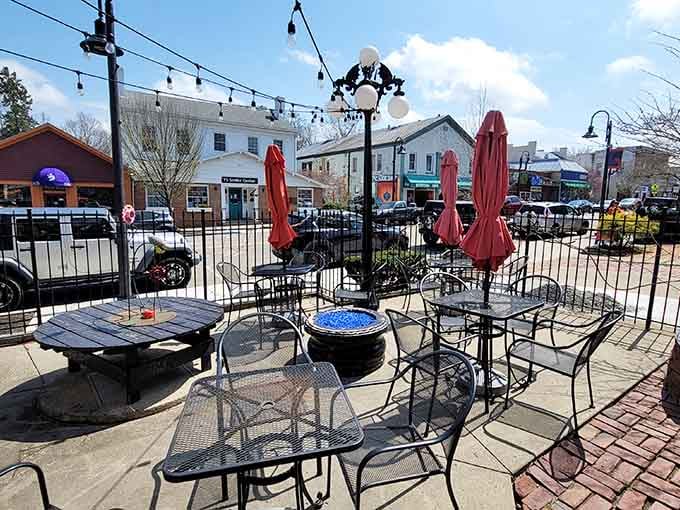 Even winter can't dampen the appeal of outdoor seating when you're dining at a place this special and historic.