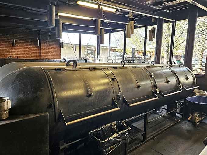 These massive smokers work their magic for hours, transforming raw meat into the tender perfection everyone craves.
