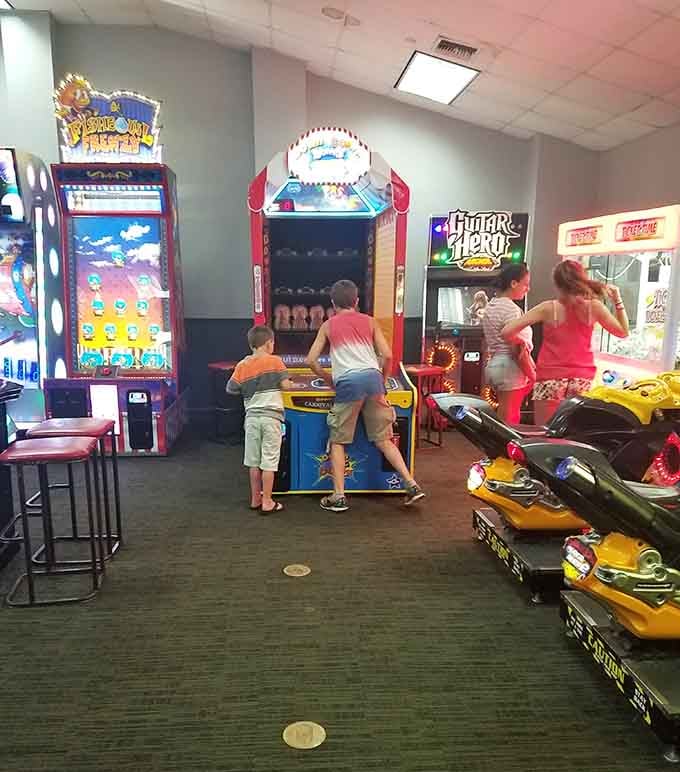 The arcade beckons with flashing lights and the promise of tickets that definitely won't disappoint anyone.
