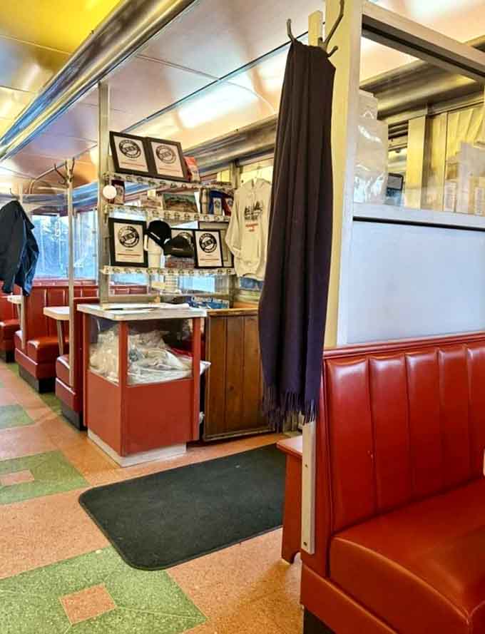 Red vinyl booths and classic diner details create an atmosphere that feels like coming home.