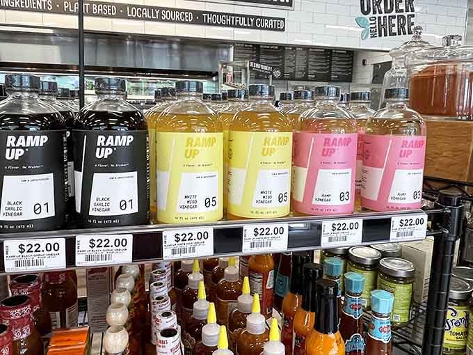 Artisanal sauces and condiments elevate your meal, because even gas station food deserves proper accompaniment.