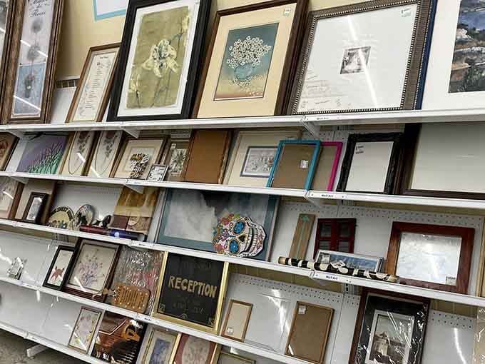 Wall art and frames transform blank spaces into personal galleries without the gallery-level price tags attached.
