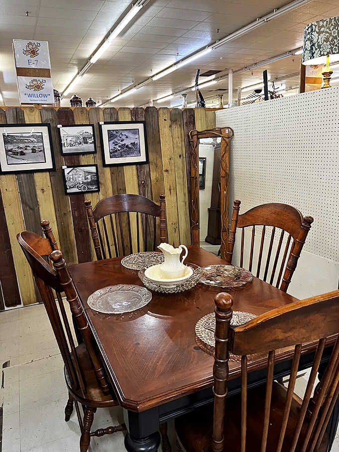 This solid dining set with pitcher and plates could host Sunday dinners just like grandma used to make.