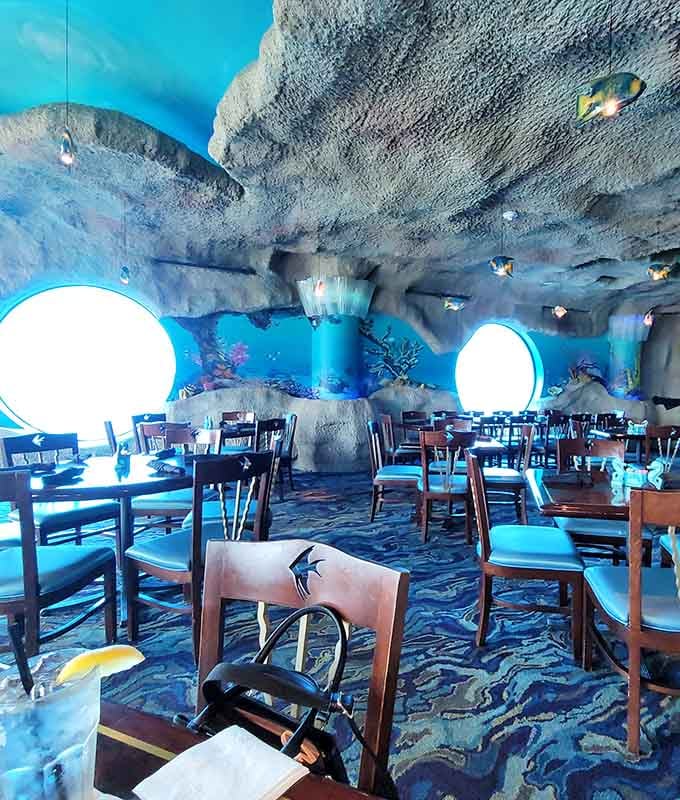 Every seat offers ocean views without the sand, sunburn, or seagulls trying to steal your fries.