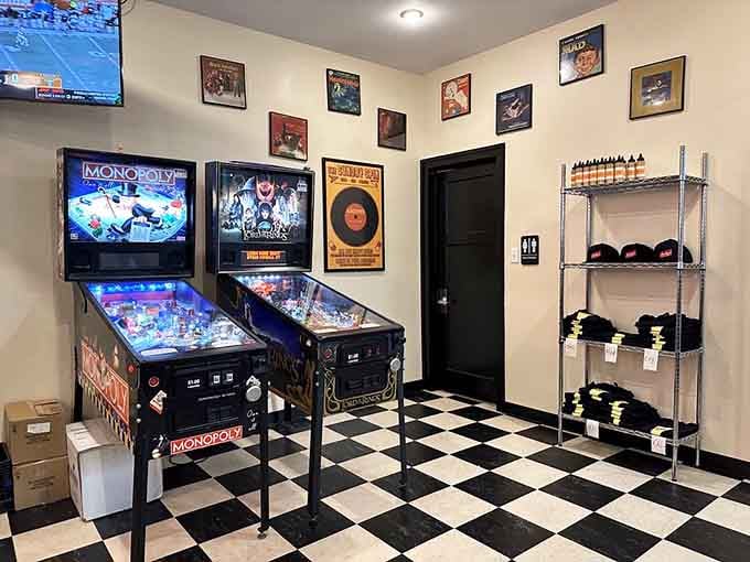 Pinball machines waiting to entertain you while your food cooks, because good things come to those who play.