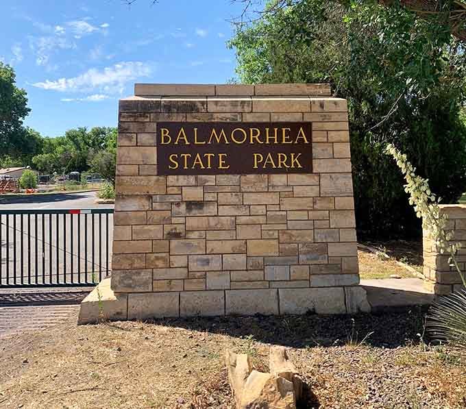 The entrance sign welcoming you to what might be Texas's most underrated state park and best-kept secret.