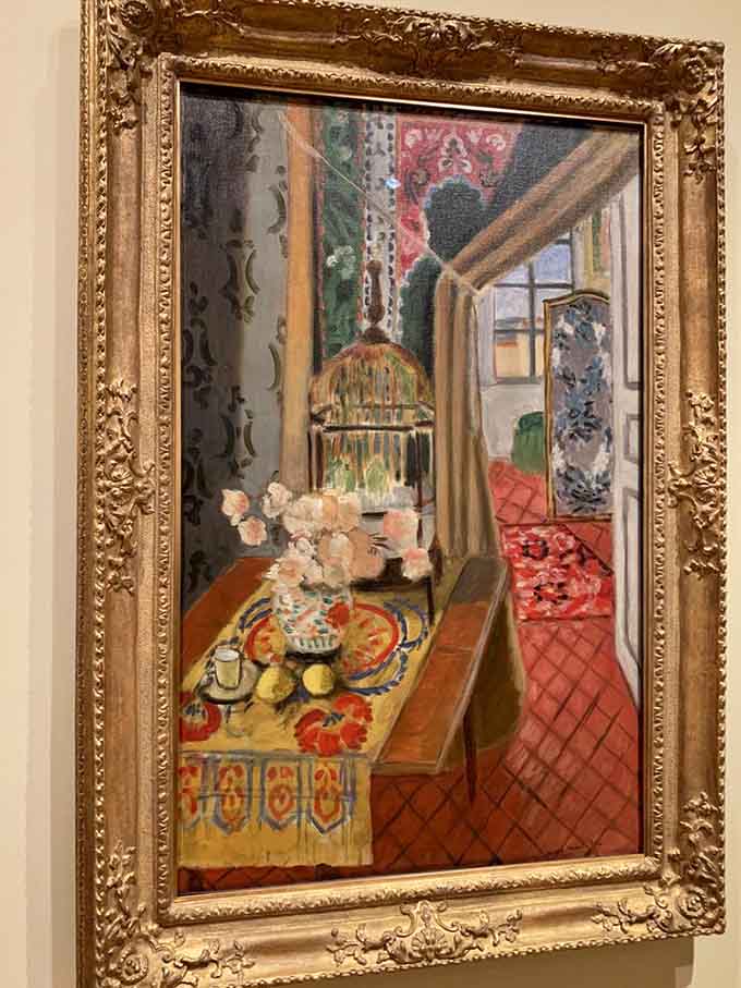 15. baltimore museum of art interior, flowers and parakeet
