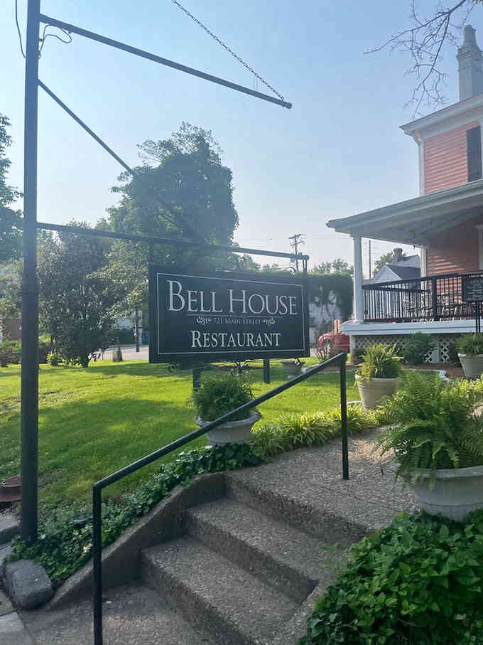 The Bell House Restaurant sign marks your arrival at one of Shelbyville's best-kept culinary secrets.
