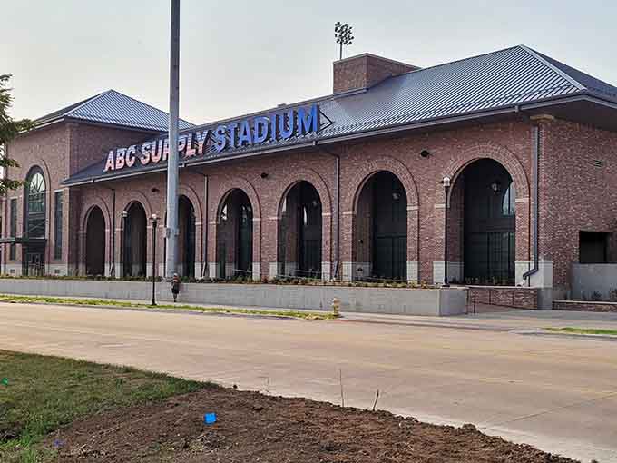 ABC Supply Stadium's distinctive arched facade blends industrial heritage with modern amenities, respecting both past and future beautifully.