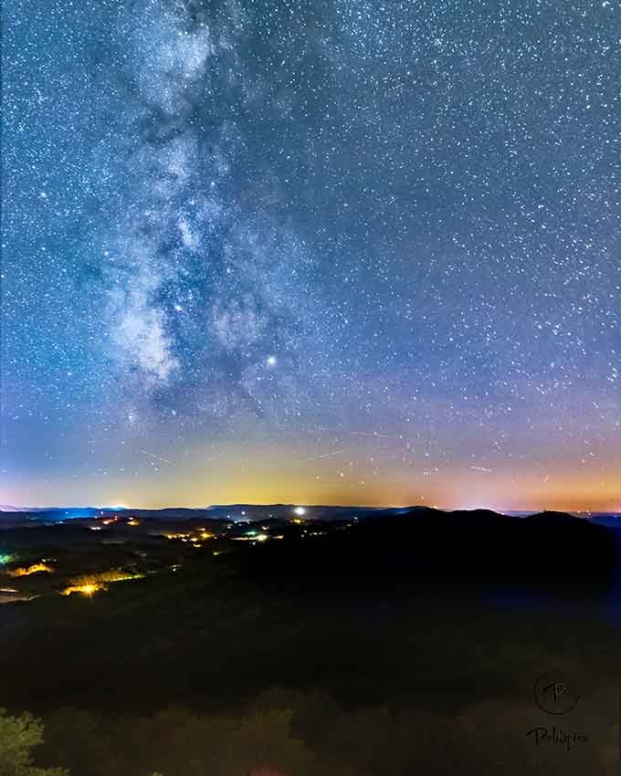 Night falls and the Milky Way emerges, turning the observation point into front-row seats for the cosmos.