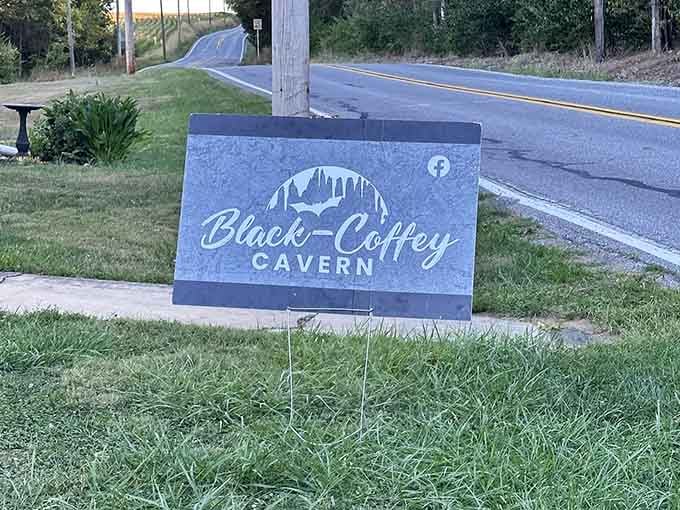 A simple roadside sign marks the entrance to extraordinary adventure, proving that the best discoveries often hide in plain sight.