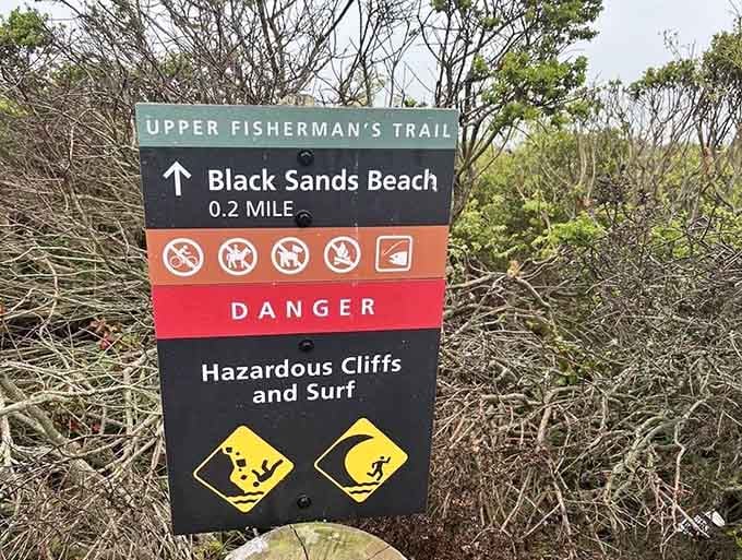That warning sign isn't kidding around, but the reward beyond makes respecting nature's power worthwhile.