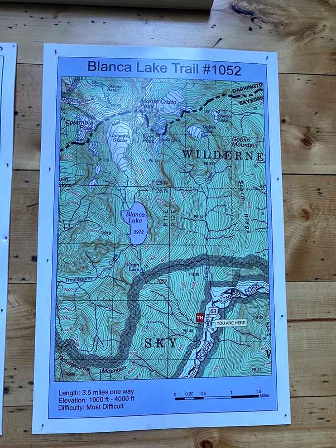 Trail maps show the journey ahead, though no topographic lines can convey the actual beauty awaiting you.